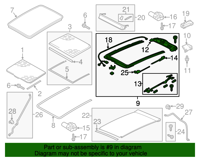 2011-2017 Volkswagen Touareg Sunroof Frame 7P0-877-049-C | QuirkParts