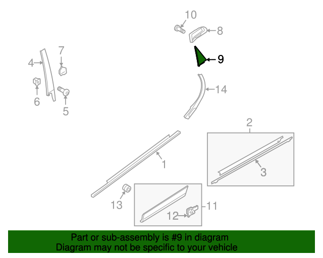 8R0-853-273-H-5FQ - Rear Molding 2009-2017 Audi | Audi OEM Parts