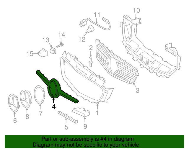 238-888-07-00-9040 - Grille Molding 2017-2020 Mercedes-Benz ...