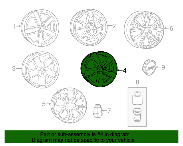 2011-2013 Jeep Grand Cherokee Wheel, Alloy 1JD14DD5AE | TascaParts.com
