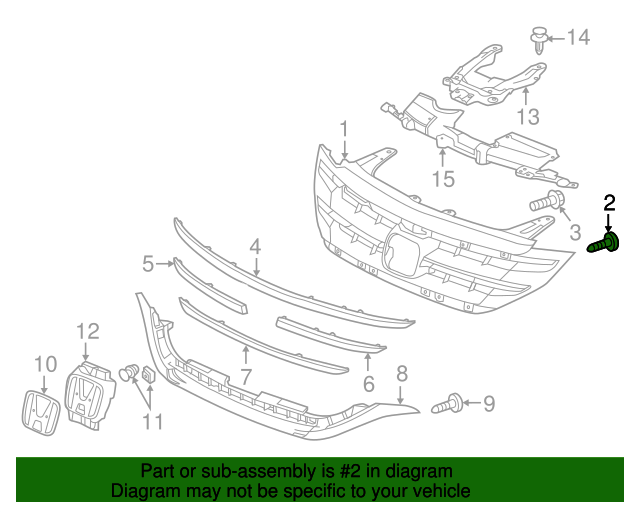 91578-T0A-003 - Clip, Front Grille - 2012-2014 Honda CR-V | Genuine ...