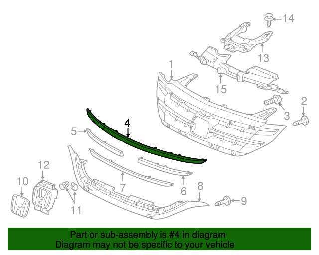 71122-T0G-A01 - Molding, Front Grille (Upper) - 2012-2014 Honda CR-V ...