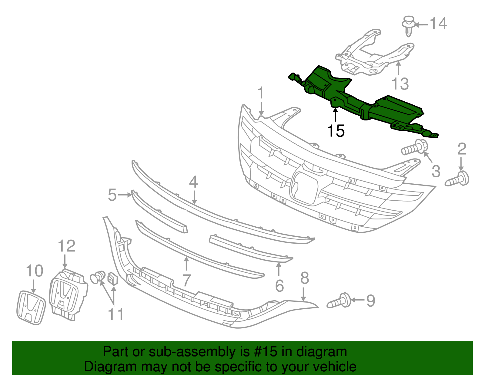 71105-T0A-A00 - 2012-2014 Honda CR-V - Duct Front Bumper (Upper) | All ...