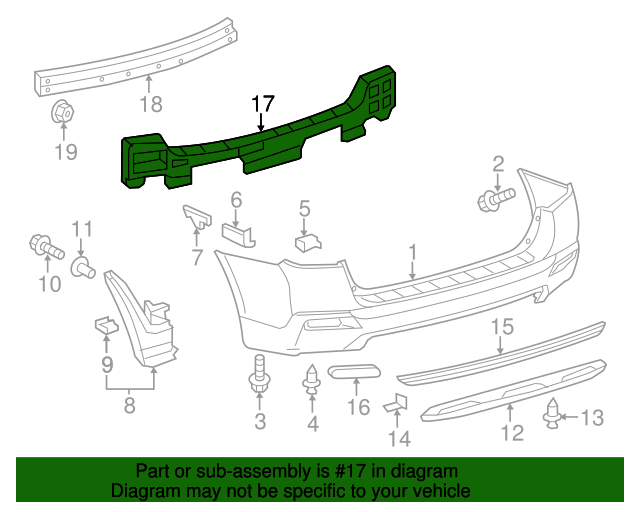 52615-48160 - Bumper Impact Absorber - 2011-2013 Toyota Highlander ...