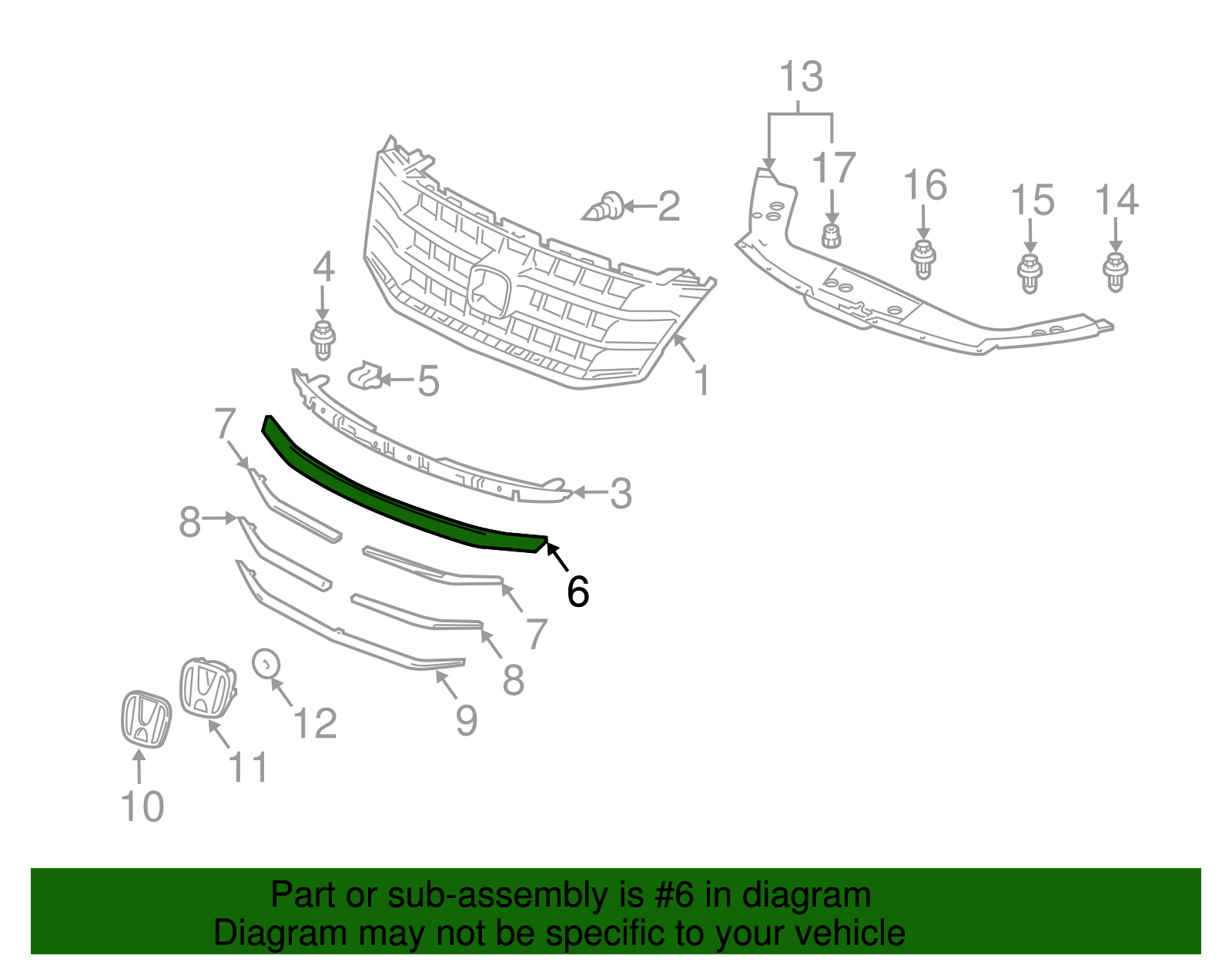 71122-TP6-A01 - High-Quality Grille Molding for 2010-2012 Honda ...