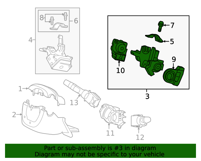 06351-TBA-961 - Lock Assembly, Steering - 2016-2020 Honda Civic | Honda ...