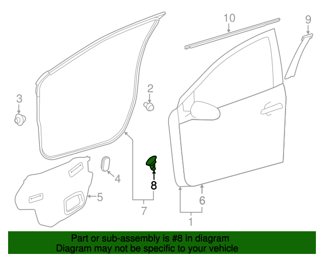67867-52020 - Surround Weather-Strip Upper Retainer 2000-2024 Toyota ...