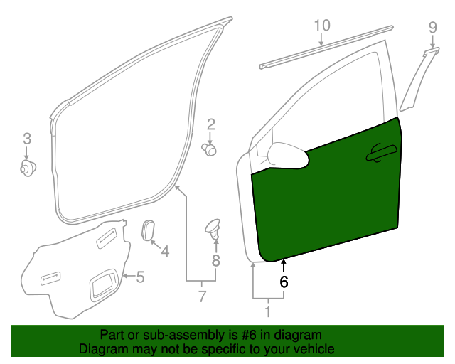2012-2019 Toyota Prius C Door Outer Panel 67111-52230 | AutoNationParts.com