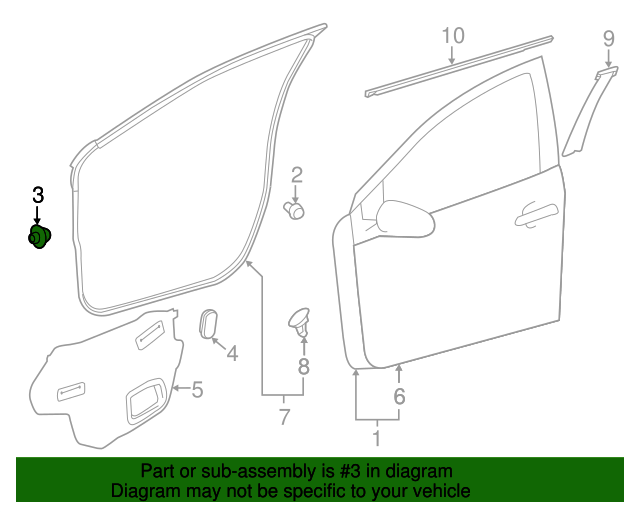 2008-2019 Toyota Door Shell Packing 67489-52020 | Toyota Parts Center