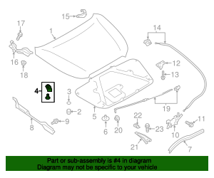2012-2017 Subaru Hood Stopper 57275FJ000 | Subaru Parts Store