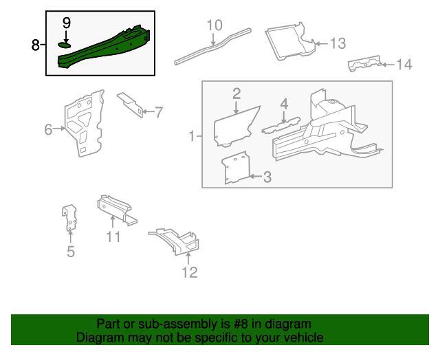 204-630-20-40 - Fender Rail Reinforcement 2008-2014 Mercedes-Benz ...