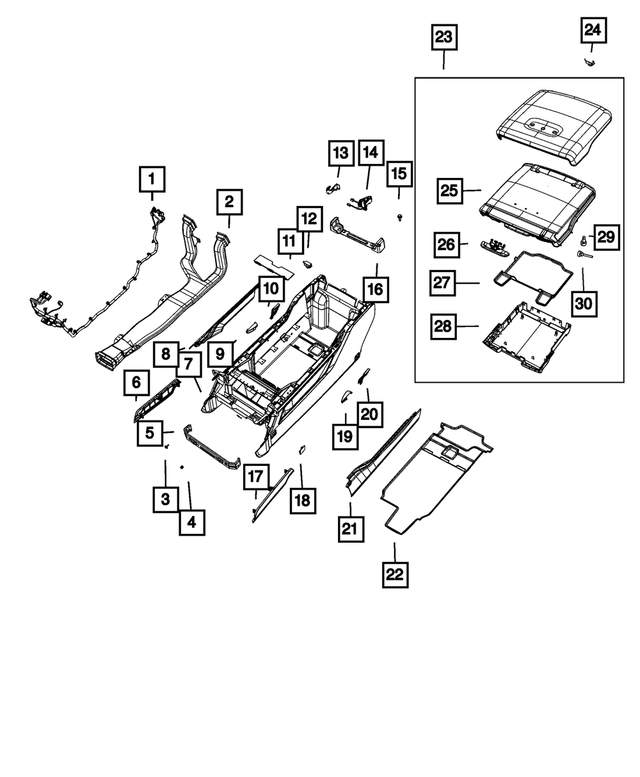 2019-2022 Ram Floor Console Panel 6QE22TX7AA | My Mopar Parts