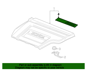17125-RBJ-000 - Engine Cover Emblem 2010-2016 Honda | Honda Parts Online