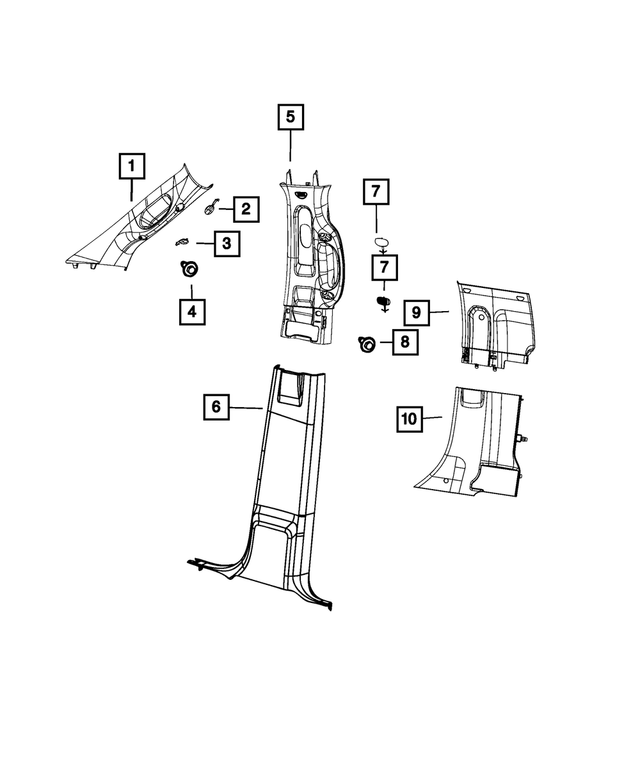 2019-2024 Ram A Pillar Molding, Left 7KF73TX7AA | Mopar eStore