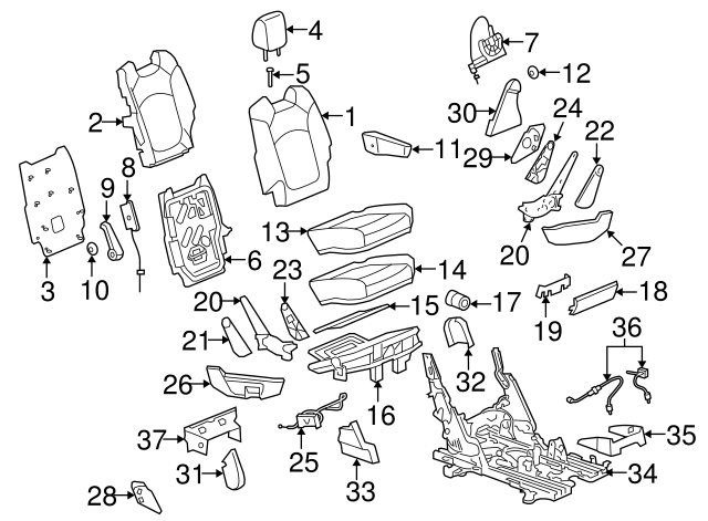 2007-2017 GM 2007-2013 GMC Acadia Front Seat Trim Cover Black Genuine ...