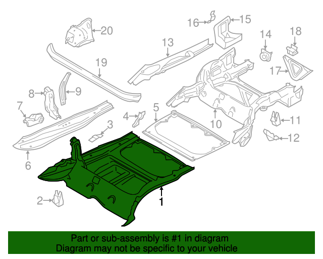 41002993556 - 2013-2015 BMW X1 Rear Floor Pan (41-00-2-993-556) | BMW ...