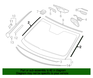 73126-SYY-000 - Rubber B, Front Windshield Dam - 2011-2021 Honda ...