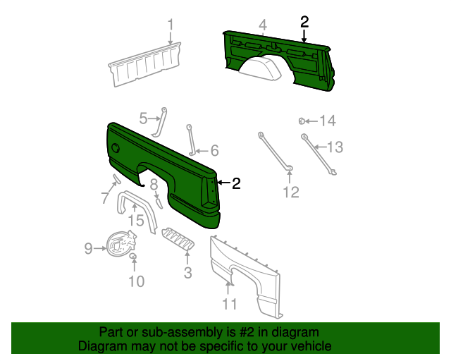1988-2000 GM Driver Side Pickup Box Side Panel 15160491 GM ...