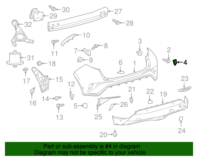 2018-2021 Toyota C-HR Bumper Cover Cap 52166-10901 | Toyota Parts Center