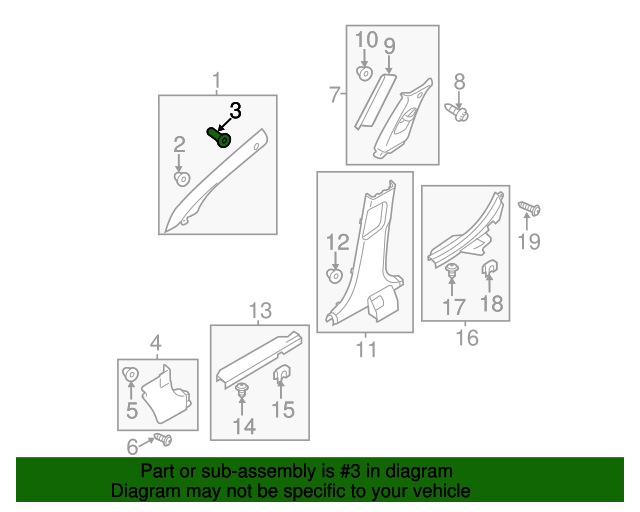 2011-2017 Hyundai Body A-Pillar Trim Panel Clip 85815-3S200 | OEM Parts ...