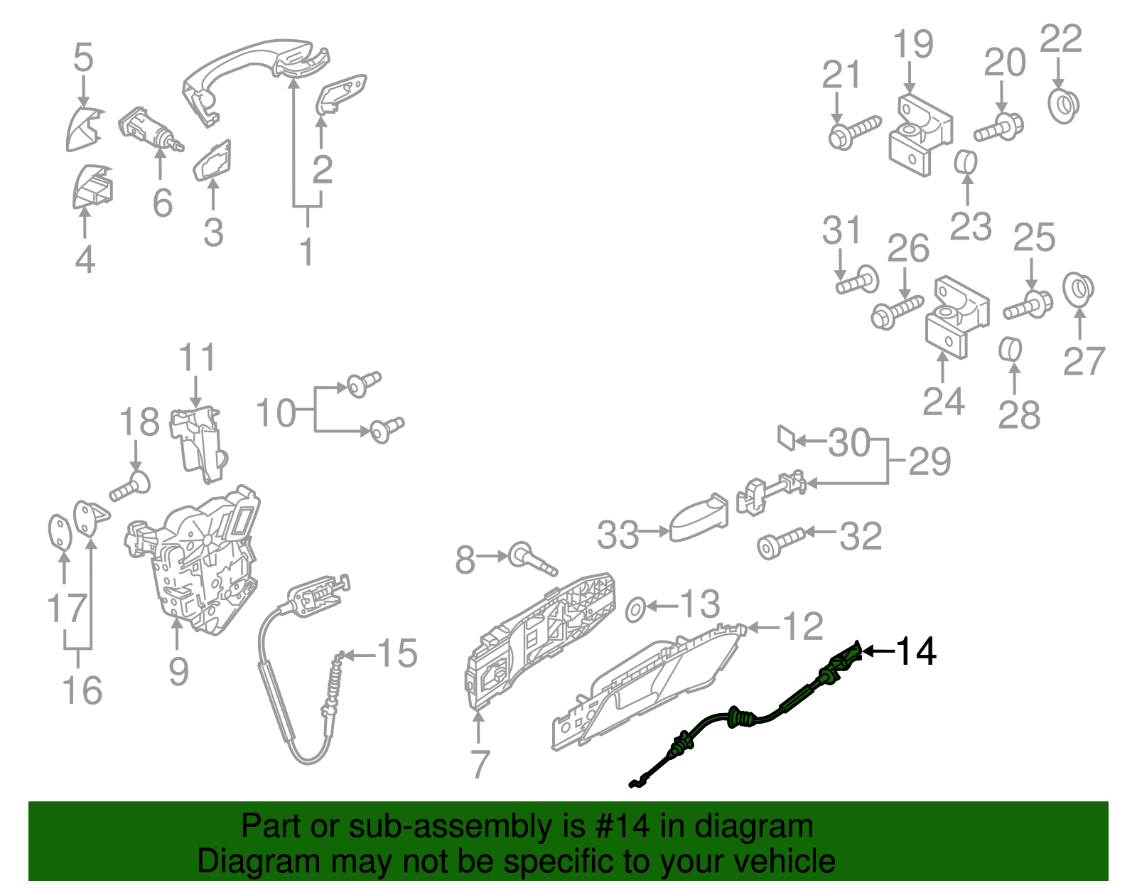5G3-837-086-A - High-Quality Lock Cable for 2015-2016 Volkswagen Golf ...