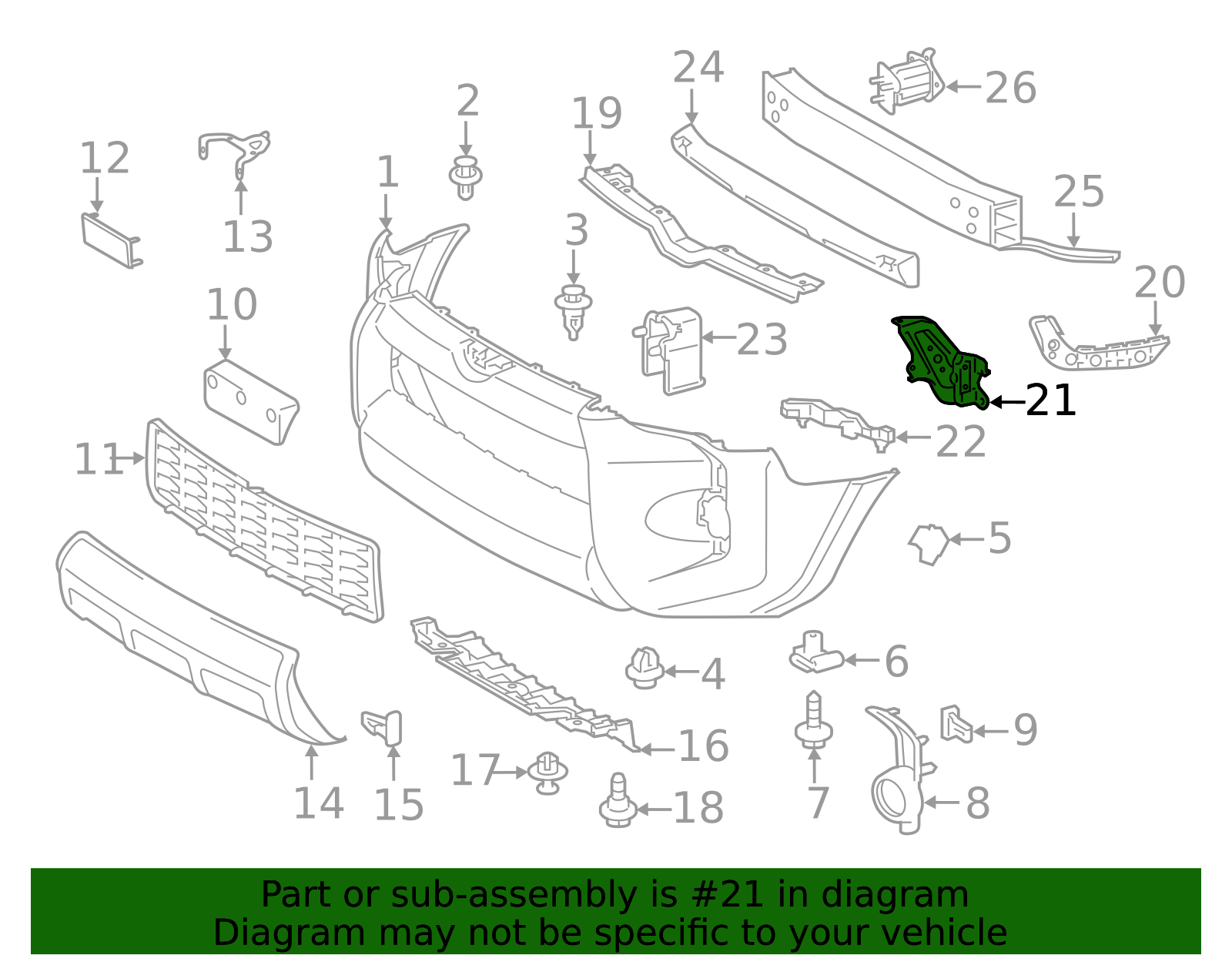 2014-2024 Toyota 4Runner Bumper Cover Support Rail Bracket (Right ...