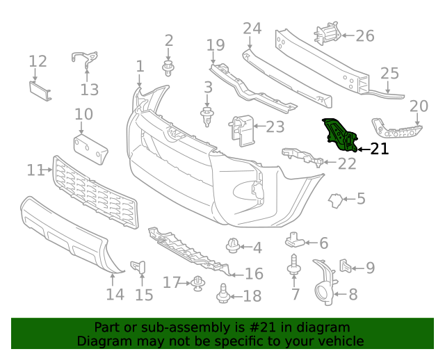 Toyota OEM Bumper Cover Support Rail Bracket (Left, Front) Part# 52103 ...