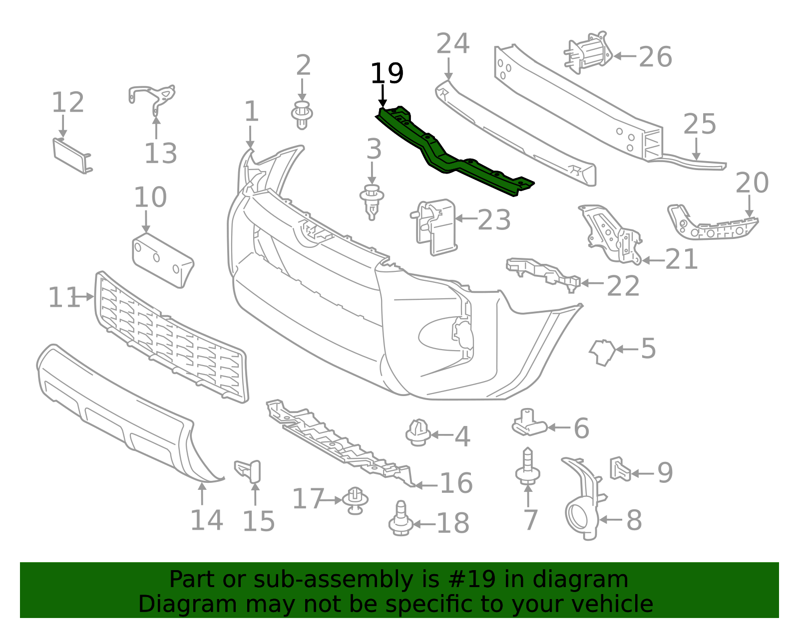 52521-35060 - Bumper Cover Support Rail (Front, Upper) 2014-2024 Toyota ...