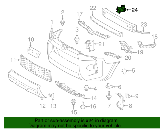 52025-60050 - Bumper Impact Bar Bracket (Right, Front) - 2010-2021 ...