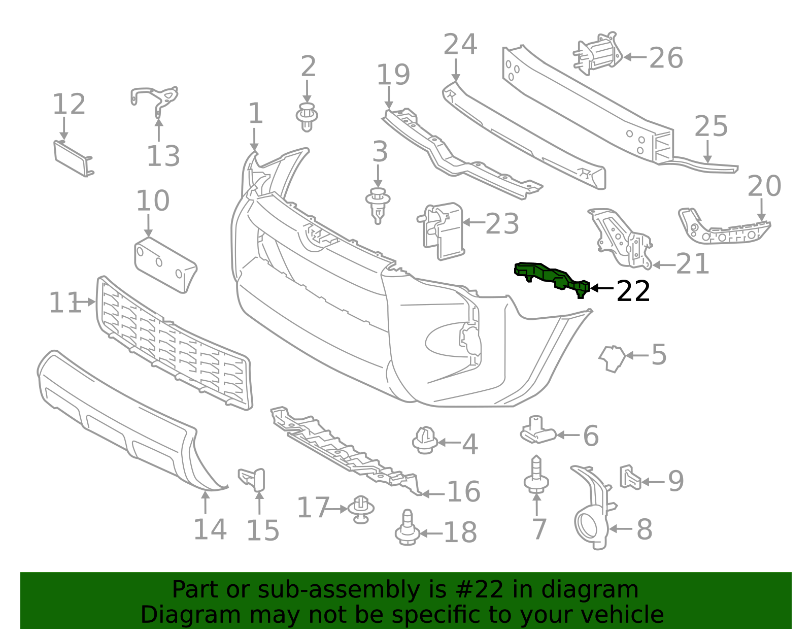 2014-2024 Toyota 4Runner Bumper Cover Support Rail Bracket (Right ...