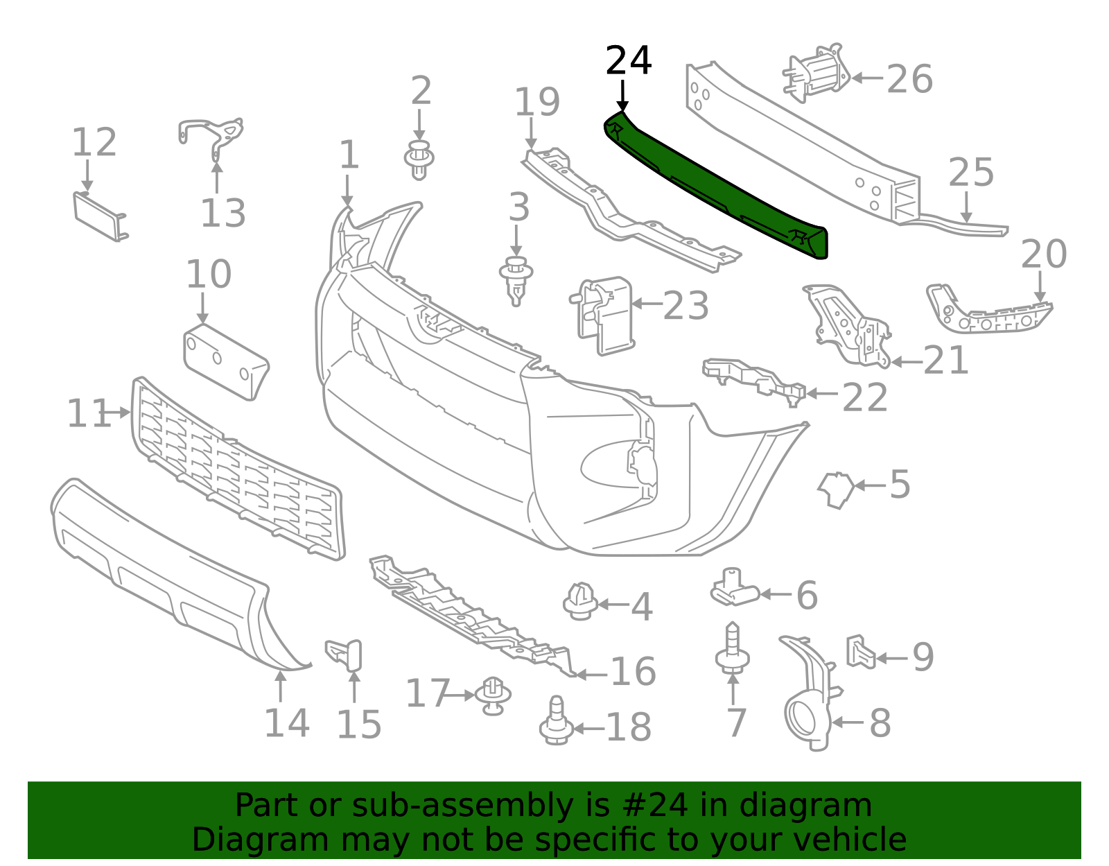 52611-35040 - Bumper Impact Absorber (Front) - 2014-2024 Toyota 4Runner ...