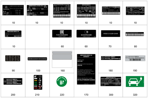 Identification Plate, Information Sign for 2025 Mercedes-Benz EQE 500 ...