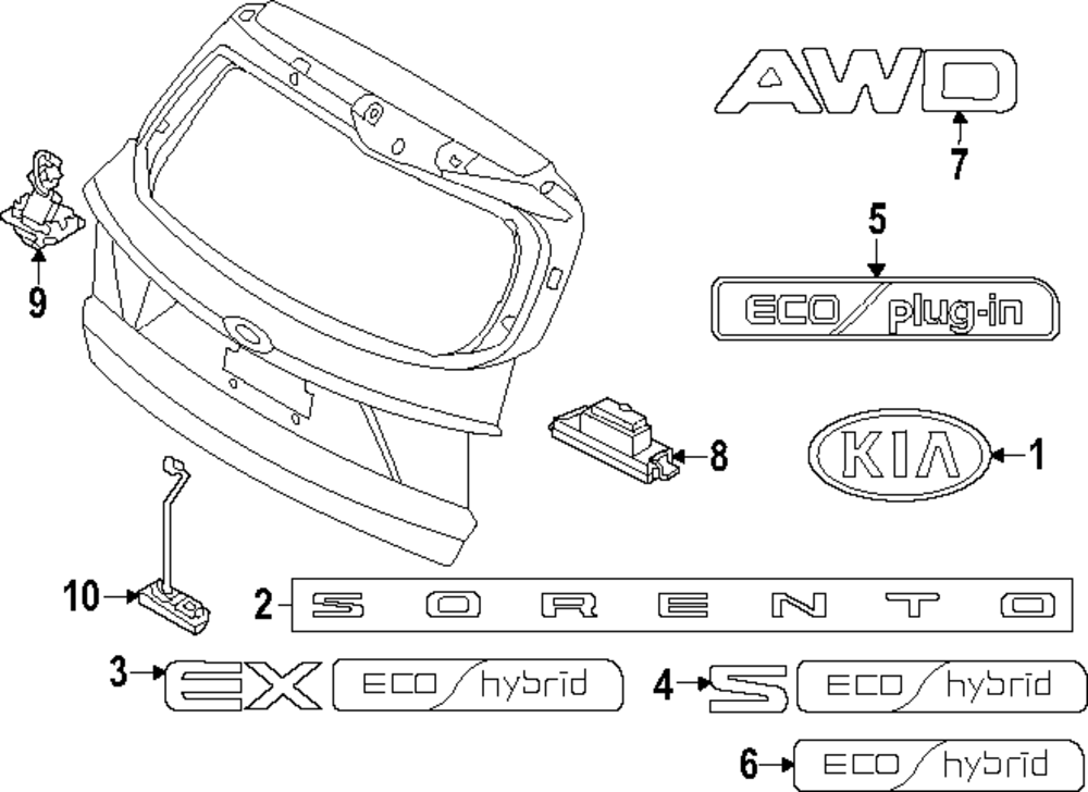 86313-P4000 - Nameplate 2021-2024 Kia Sorento | Kia.Parts Store