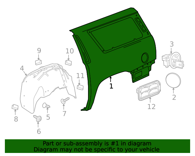 2015-2020 GM Passenger Side Outer Quarter Panel 22979708 GM ...