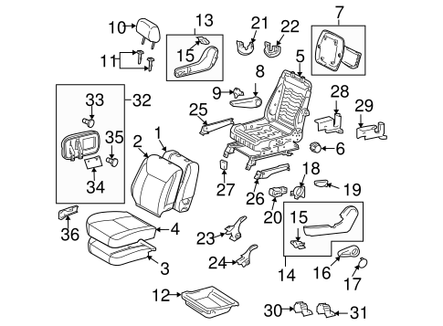Front Seat Components for 2005 Toyota Sienna | Toyota Parts Center