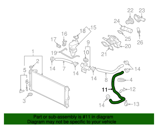 2008-2017 Mitsubishi Lancer Lower Hose 1370A165 | Mitsubishi Parts ...