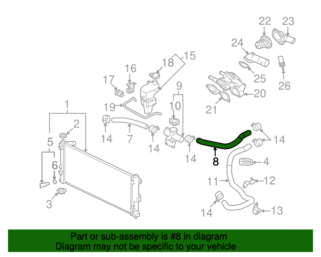 1370A192 - Upper Hose 2008-2017 Mitsubishi Lancer | Mitsubishi Direct Parts