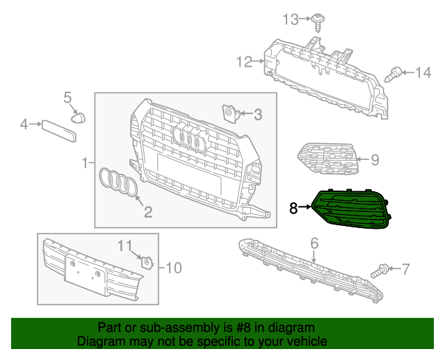 8U0-807-682-K-T94 - Outer Grille 2016-2018 Audi | Audi OEM Parts