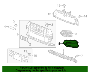 8U0-807-682-K-T94 - Outer Grille 2016-2018 Audi | Audi OEM Parts