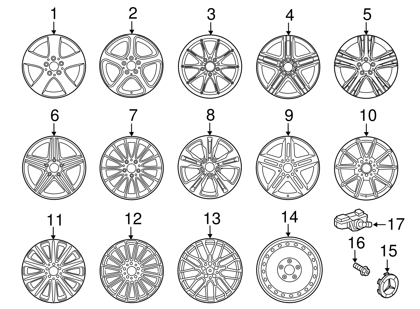 176-401-00-00-7X23 - 2018 Mercedes-Benz - Wheel AMG 5-Twin-Spoke 45.7 ...