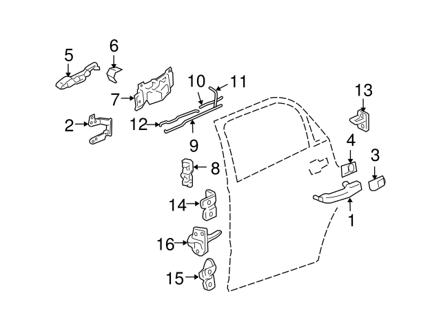 2005-2009 GM Lock Rod - Passenger Side (RH) 88980996 | TascaParts.com