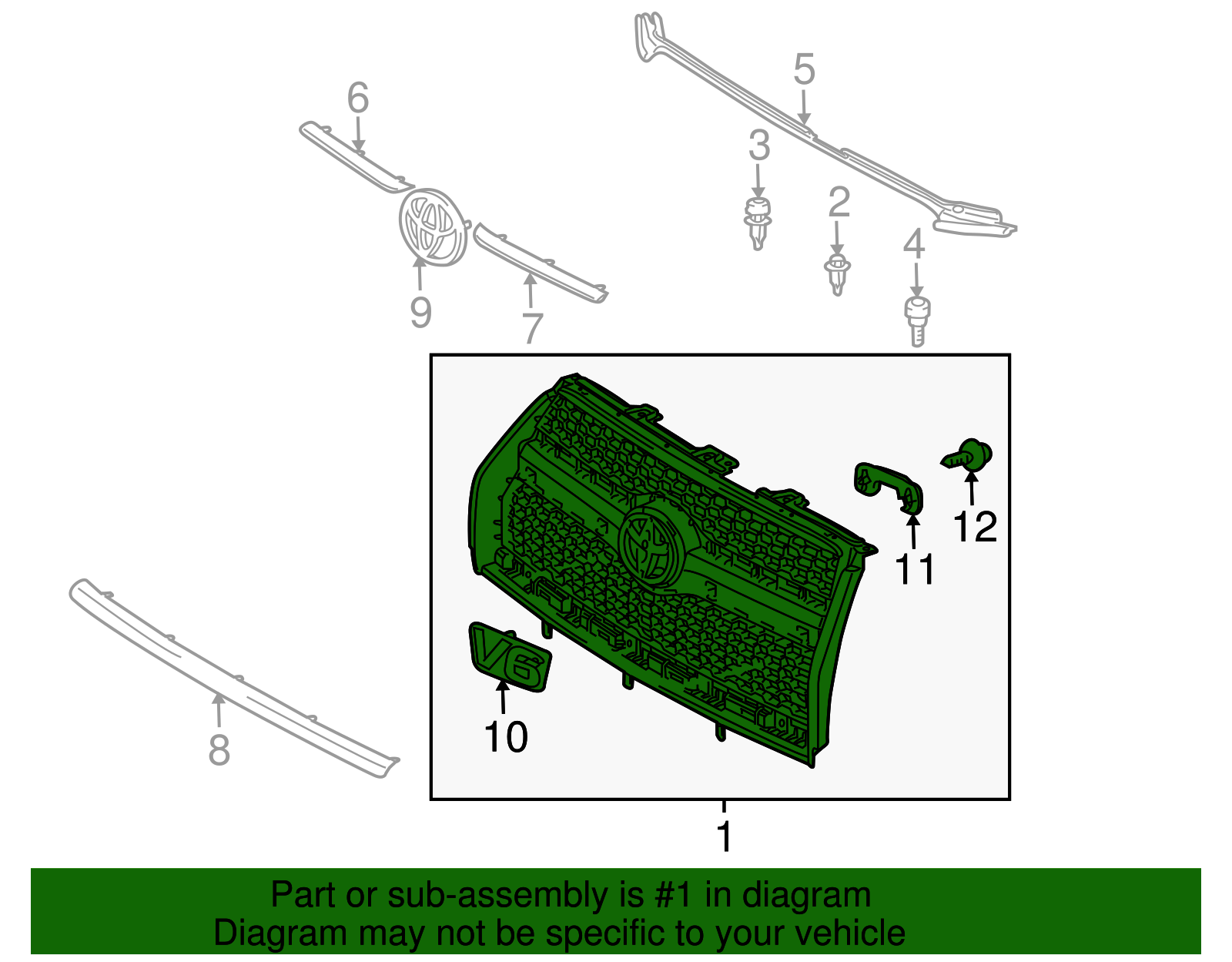 2009-2012 Toyota RAV4 Grille Assembly 53101-0R050 | Toyota Parts Center