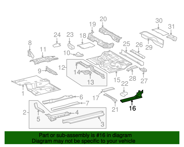 57404-04020 - Side Reinforced - 2005-2015 Toyota Tacoma | OEM Genuine ...