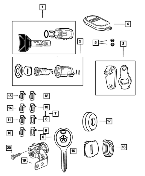 Lock Cylinders and Keys for 2001 Jeep Grand Cherokee | My Mopar Parts