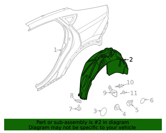 LJ8Z-54278B51-B - Quarter Panel Splash Shield - 2021-2023 Ford Mustang ...