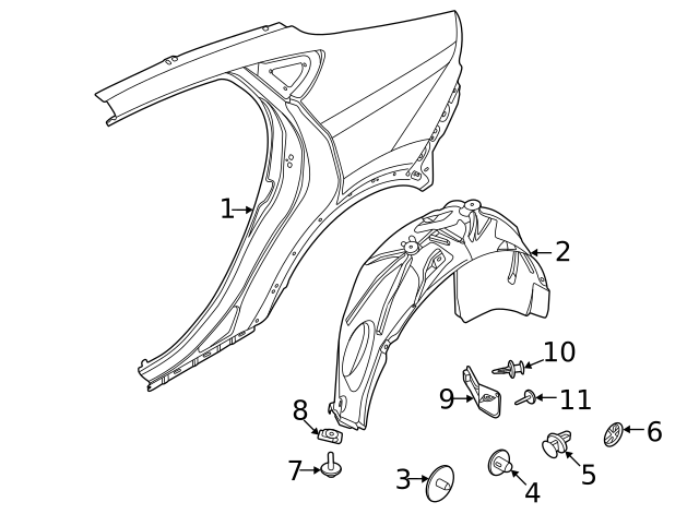 LJ8Z-54278B51-B - Quarter Panel Splash Shield - 2021-2023 Ford Mustang ...