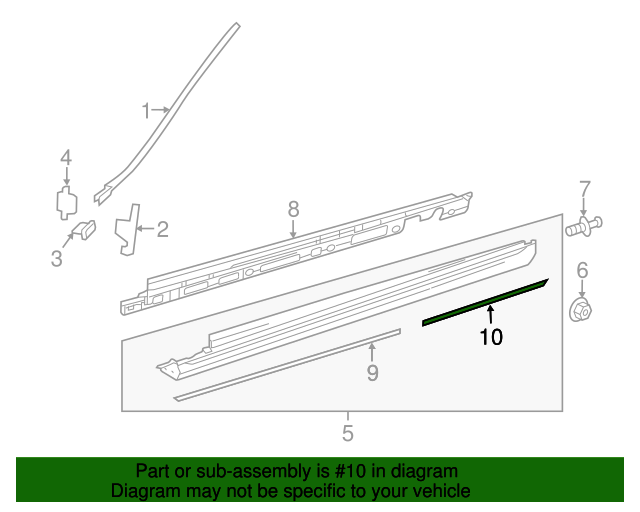 166-698-15-62 - Rear Molding - 2012-2019 Mercedes-Benz ...