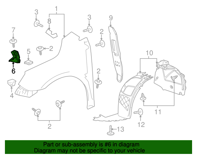 2010-2013 Buick LaCrosse Passenger Side Front Fender Front Lower ...