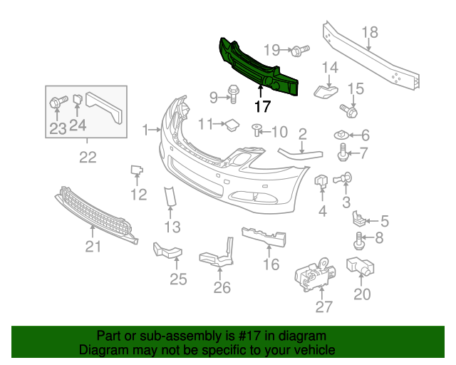 52611-30360 - Bumper Impact Absorber 2008-2011 Lexus | AutoNationParts.com