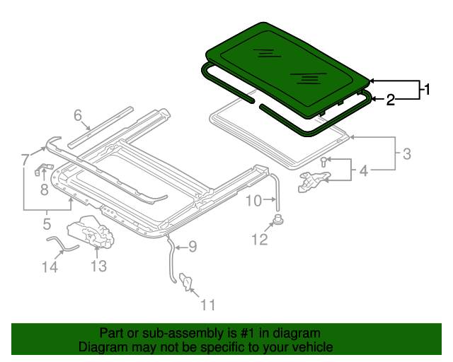 2002-2008 Audi Sunroof Glass 8E0-877-071-B | OEM Parts Online